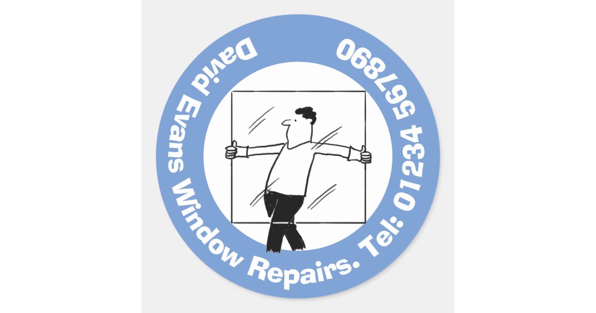 Window Repairs Company Design. Classic Round Sticker | Zazzle