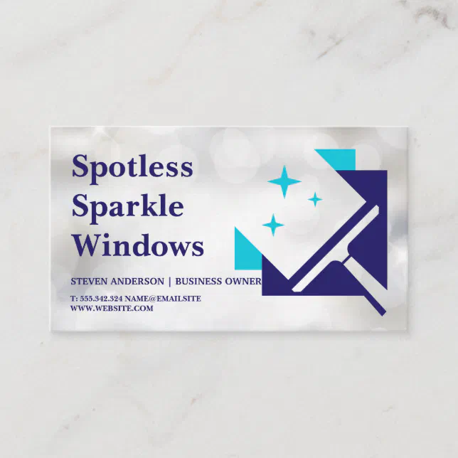 Window Squeegee Sparkle Clean Business Card | Zazzle