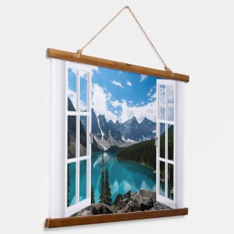 Window View Mountains And Lake Wall Tapestry | Zazzle