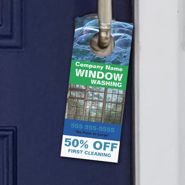 Window Washing Business Door Hanger | Zazzle