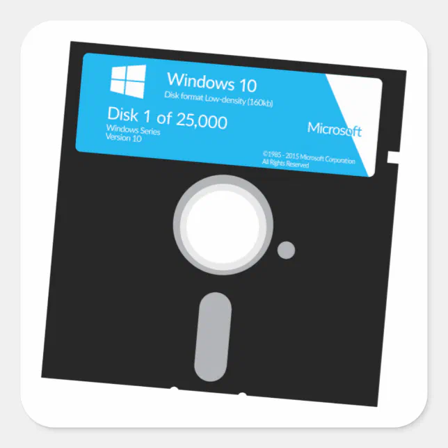 WINDOWS 10 FLOPPY DISK - Funny Stickers | Zazzle