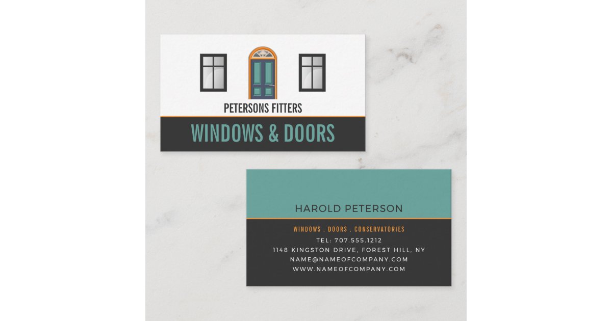 Windows & Doors, Window & Door Fitter Company Business Card | Zazzle