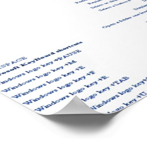 Windows Vista Keyboard Shortcut keys Poster | Zazzle