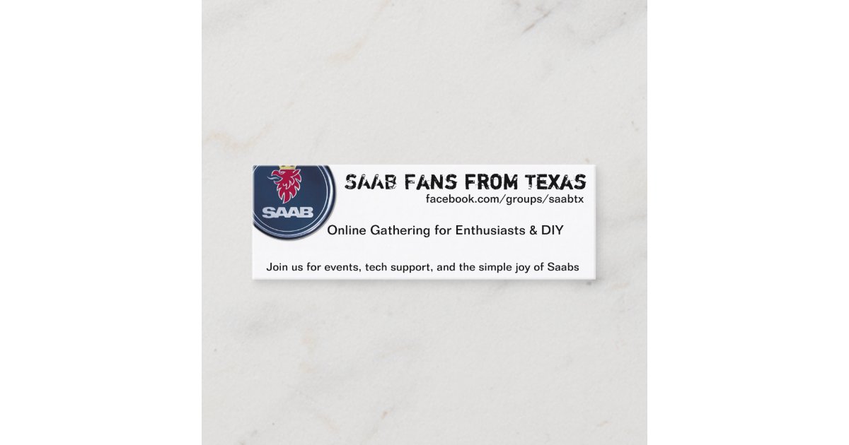 Windshield Cards, thin - Saab Fans from TX Mini Business Card | Zazzle