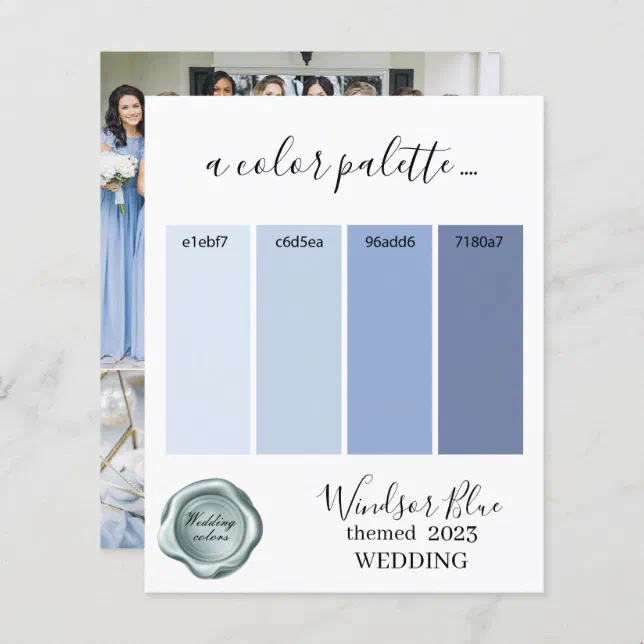 Windsor Blue Wedding colors Palette Card 2023 | Zazzle