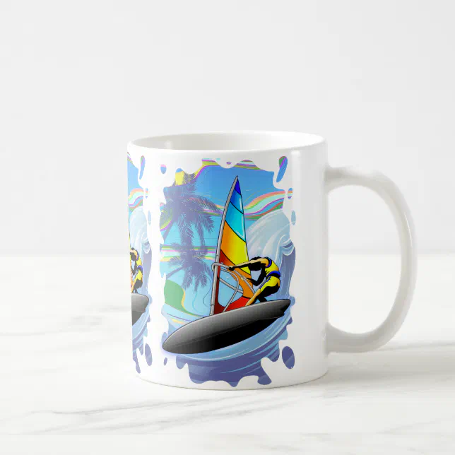 WindSurfer on Ocean Waves Classic White Mug | Zazzle