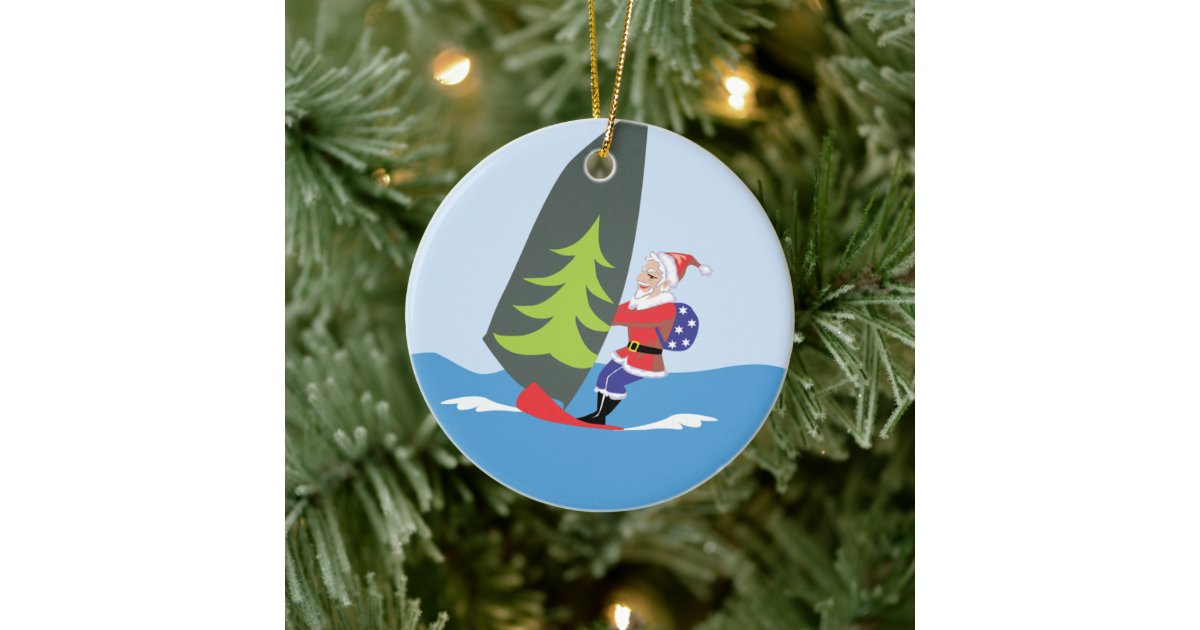 Windsurfing Santa Ornament | Zazzle