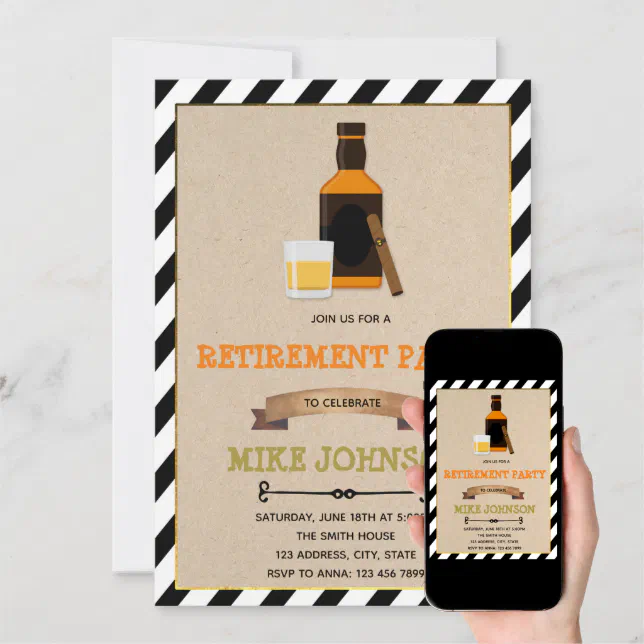 Wine and cigar theme party invitation | Zazzle