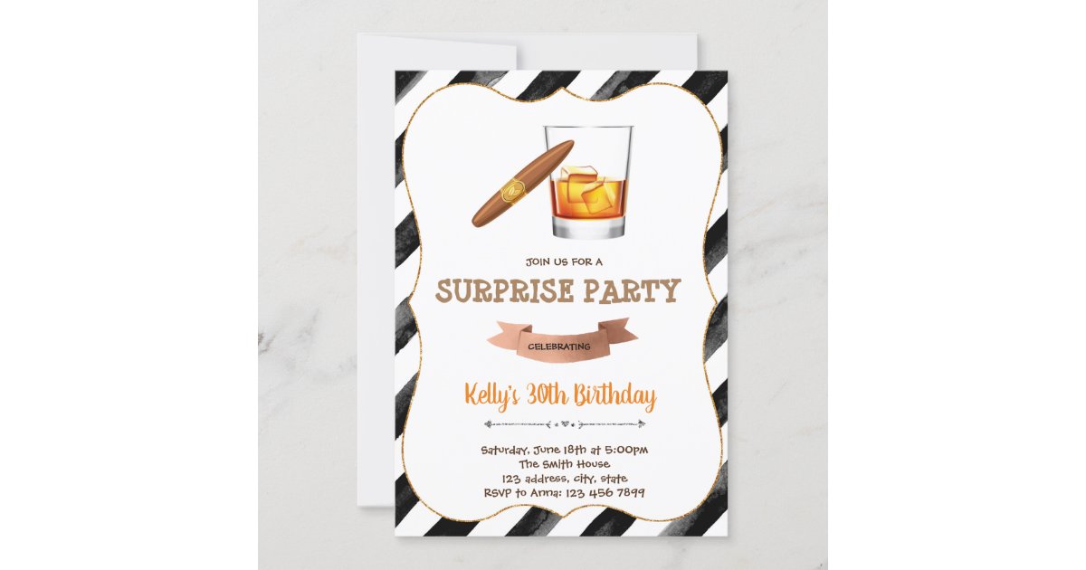 Wine and cigarette birthday party invitation card | Zazzle
