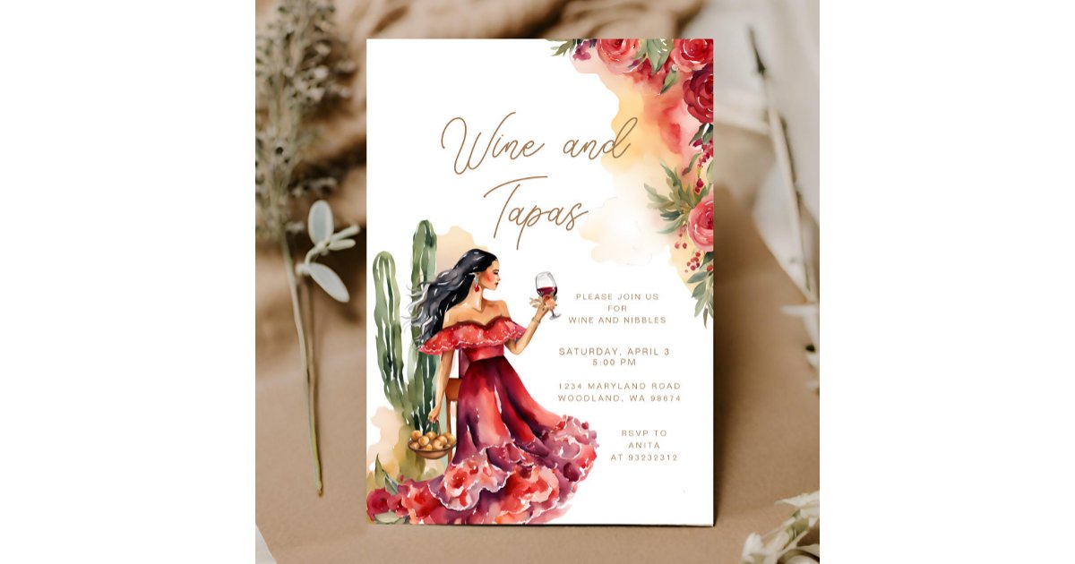 Wine and Tapas Mexican Invitation | Zazzle