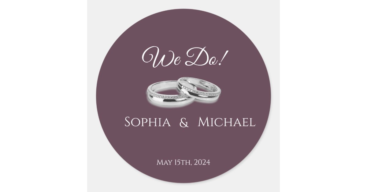Wine and White-Wedding-Rings- Classic Round Sticker | Zazzle