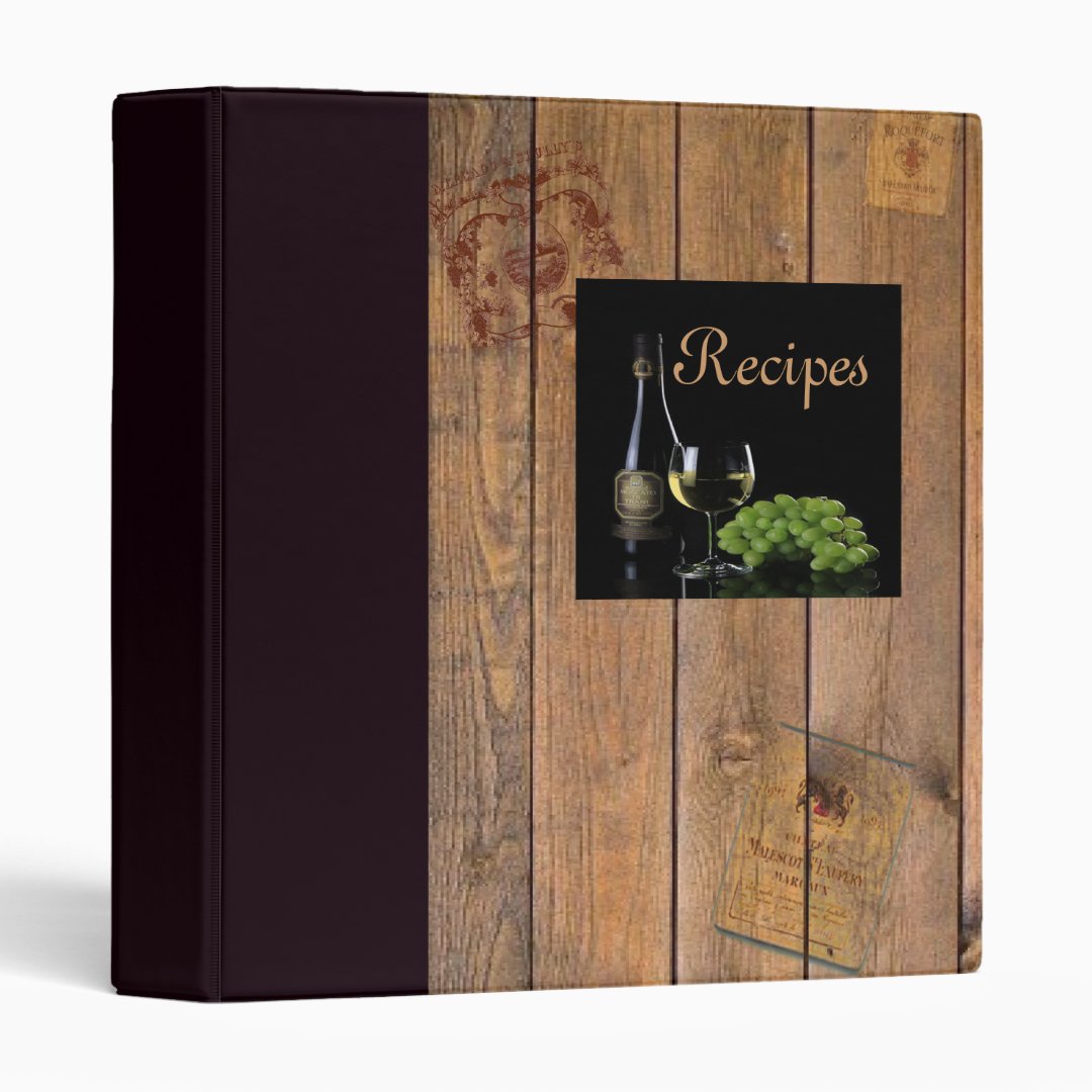 Wine and Wood Recipe Binder | Zazzle