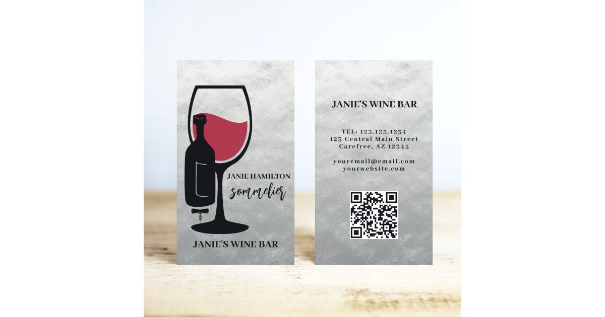 Wine Bar QR Code Scannable Business Card | Zazzle
