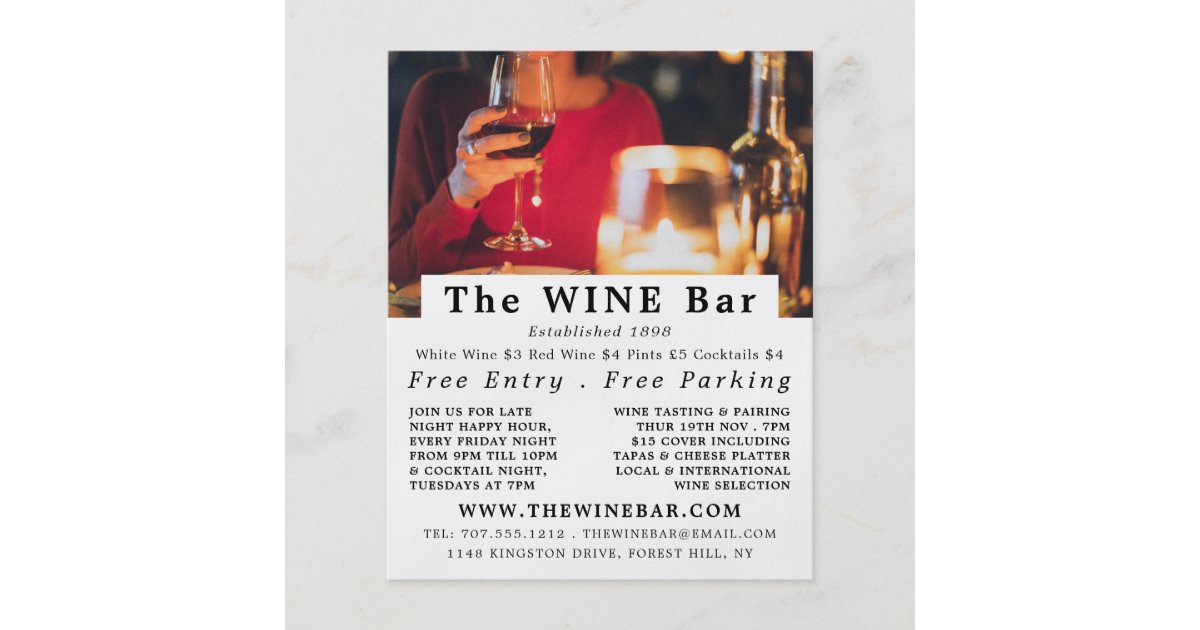 Wine Bar Scene, Wine Bar/Winery Advertising Flyer | Zazzle