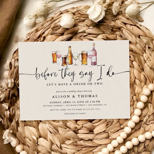 Wine & Beer Wedding Shower | Engagement Party Invitation | Zazzle