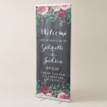 Wine Blush & Navy Wood Burgundy Wedding Welcome Retractable Banner | Zazzle