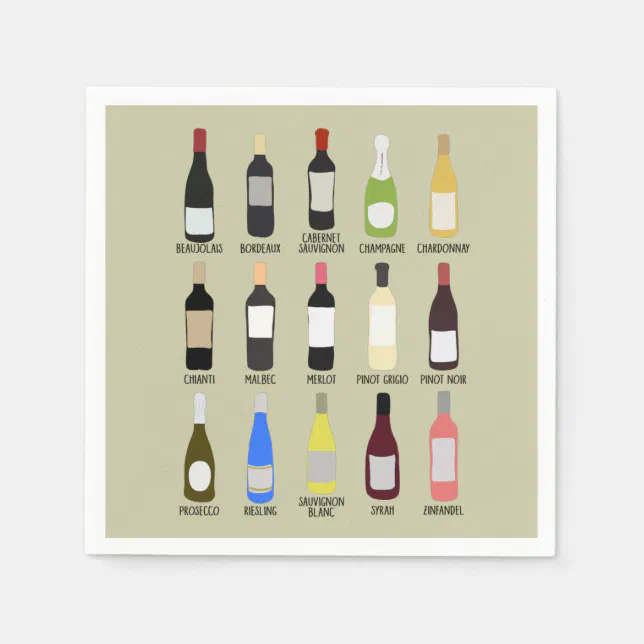 Wine Bottle Identification Guide Wine Tasting Napkins | Zazzle