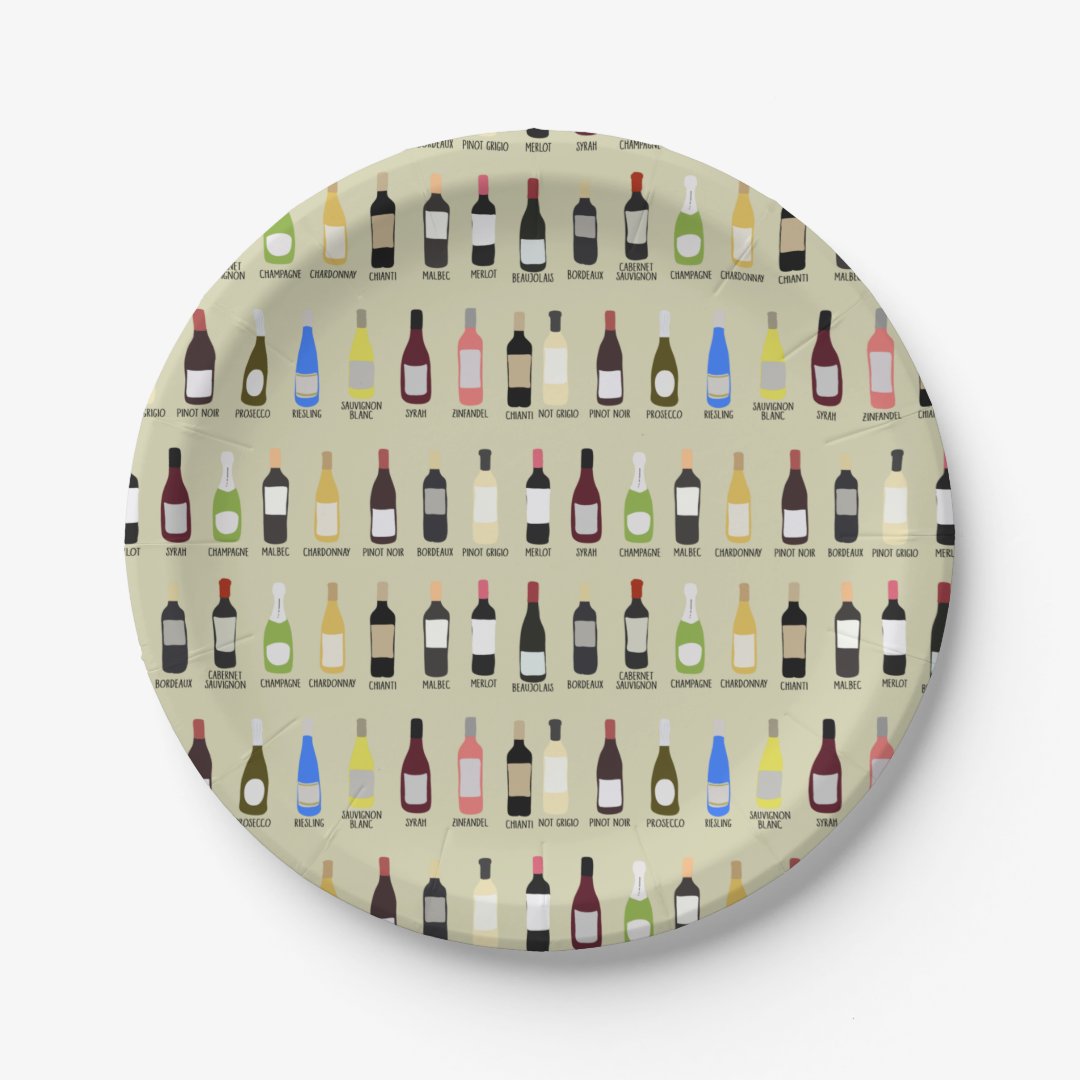 Wine Bottle Identification Guide Wine Tasting Paper Plates | Zazzle