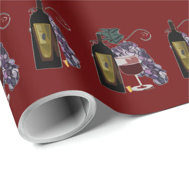 Wine Bottle n Grapes Wrapping Paper | Zazzle