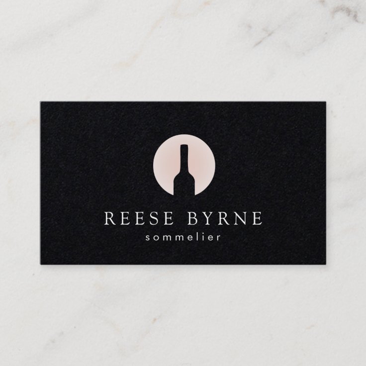Wine Bottle Sommelier Logo Black Business Card | Zazzle