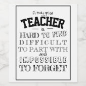 Wine bottle Teacher Appreciation Thank you Gift Wine Label | Zazzle