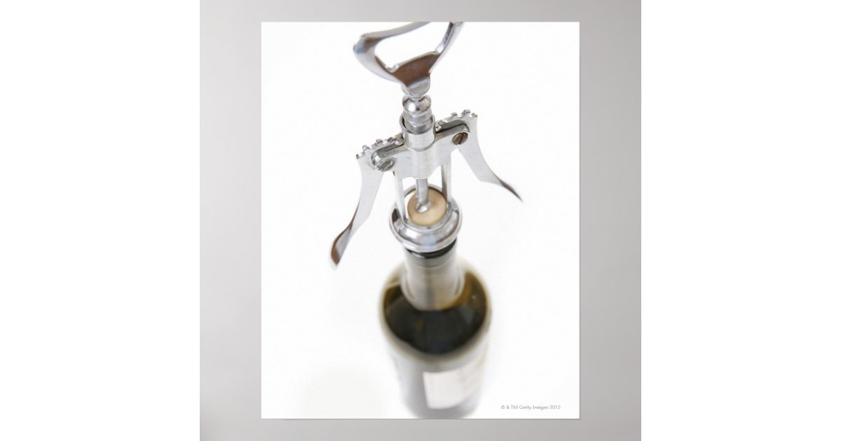 Wine bottle with corkscrew. poster | Zazzle