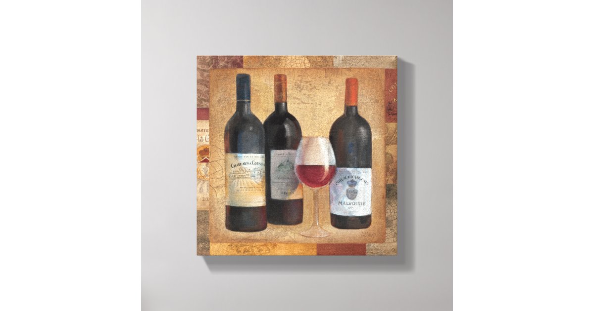 Wine Bottles with Glass Canvas Print | Zazzle