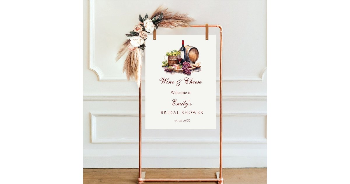 Wine & Cheese Bridal Shower welcome Sign | Zazzle