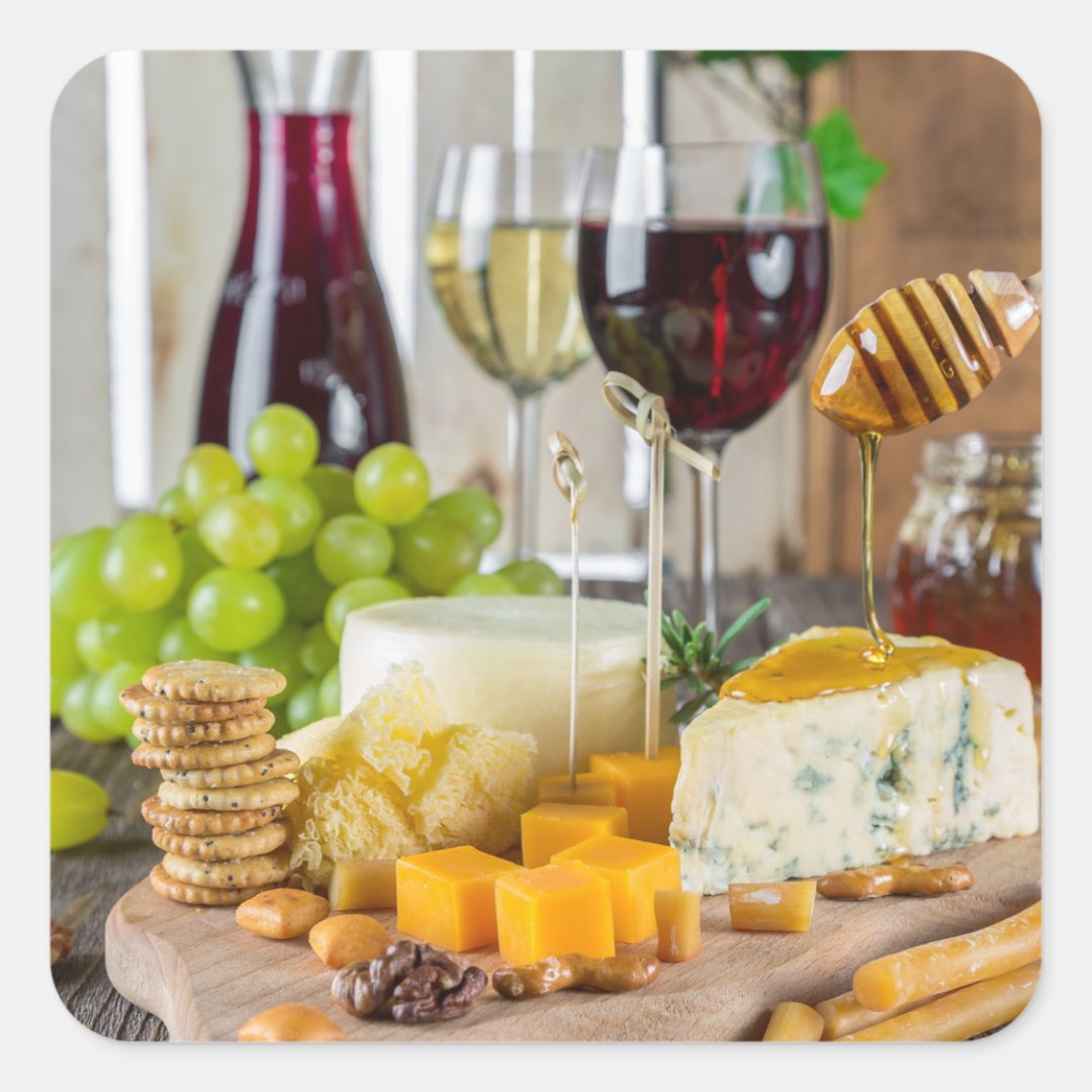Wine & Cheese Cheeseplate Appetizers Stickers | Zazzle