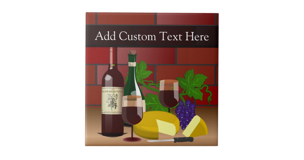 Wine Cheese Table Scene Tile | Zazzle