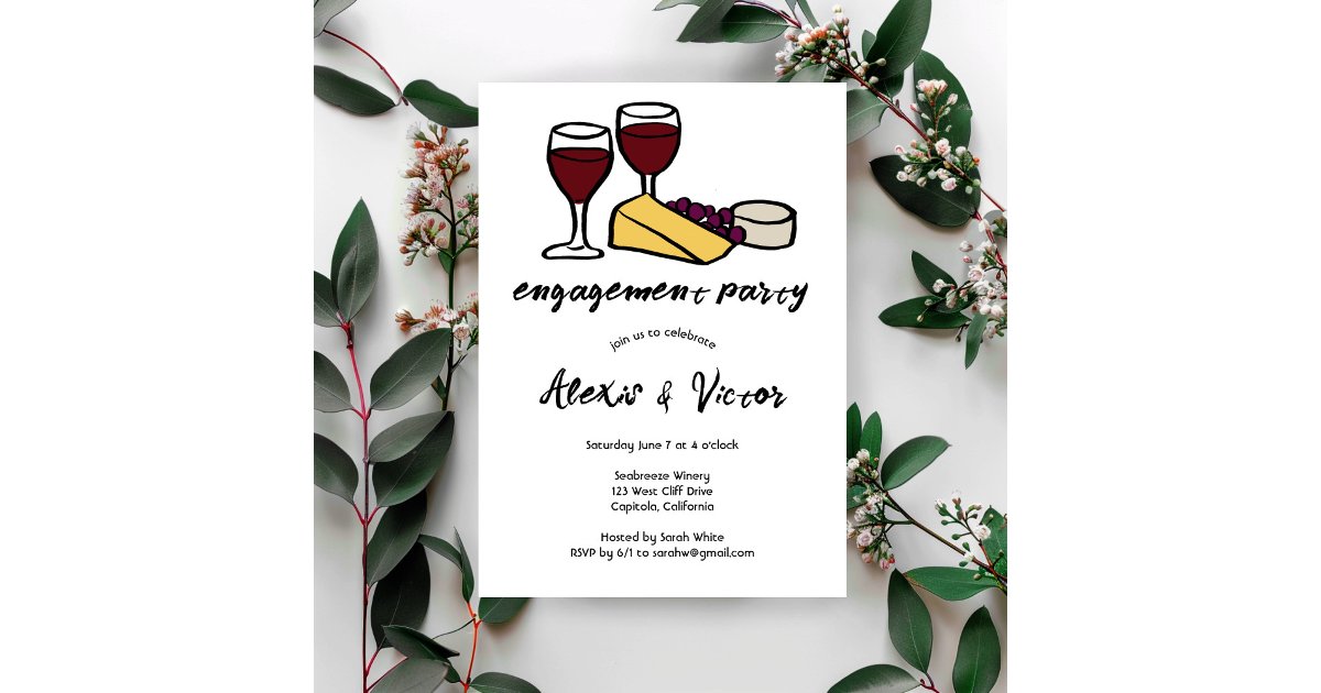 Wine & Cheese Tasting Engagement Party CUSTOM Invitation | Zazzle