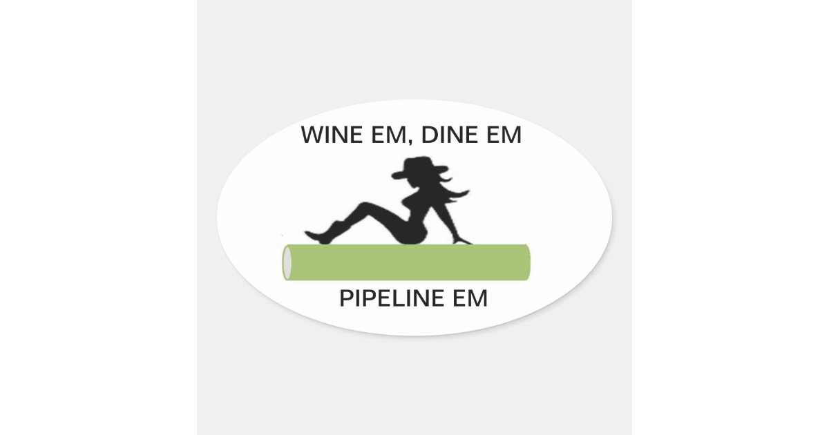 Winedineand Pipeline Oval Sticker Zazzle