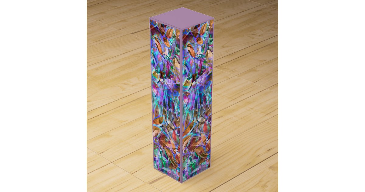 Wine Gift Box Floral Abstract Stained Glass | Zazzle