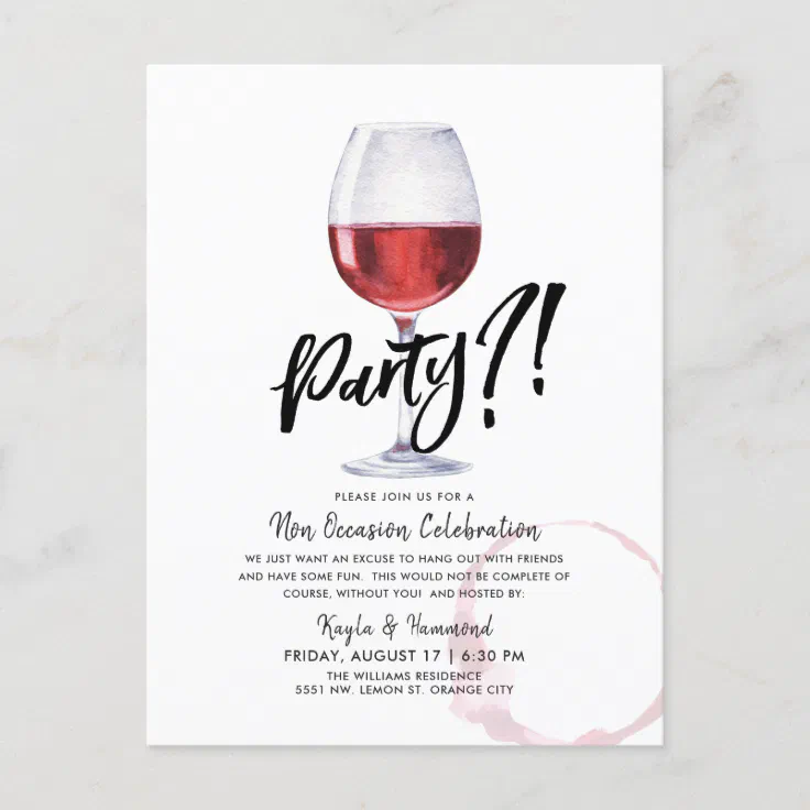 Wine Glass Humor | Special Occassion Celebration Postcard | Zazzle