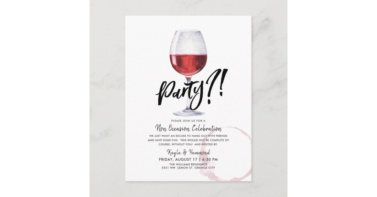 Wine Glass Humor | Special Occassion Celebration Postcard | Zazzle