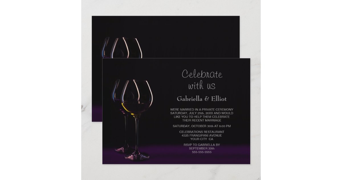 Wine Glass Wedding Reception Party Invitation | Zazzle