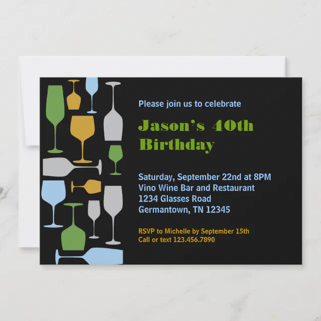 Wine Glasses Birthday Party Invitation | Zazzle