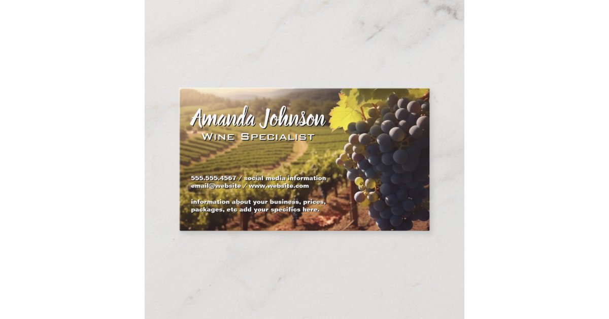 Wine Grapes on the Vine | Vineyard Business Card | Zazzle