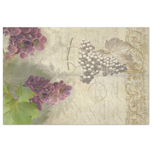 Wine Grapes Vineyard Winery Script Decoupage Art Tissue Paper | Zazzle