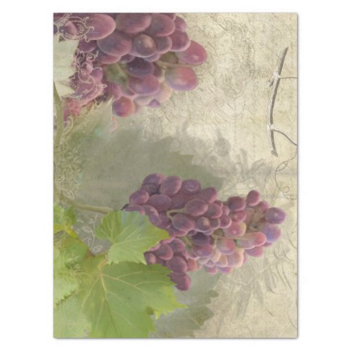 Wine Grapes Vineyard Winery Script Decoupage Art Tissue Paper | Zazzle