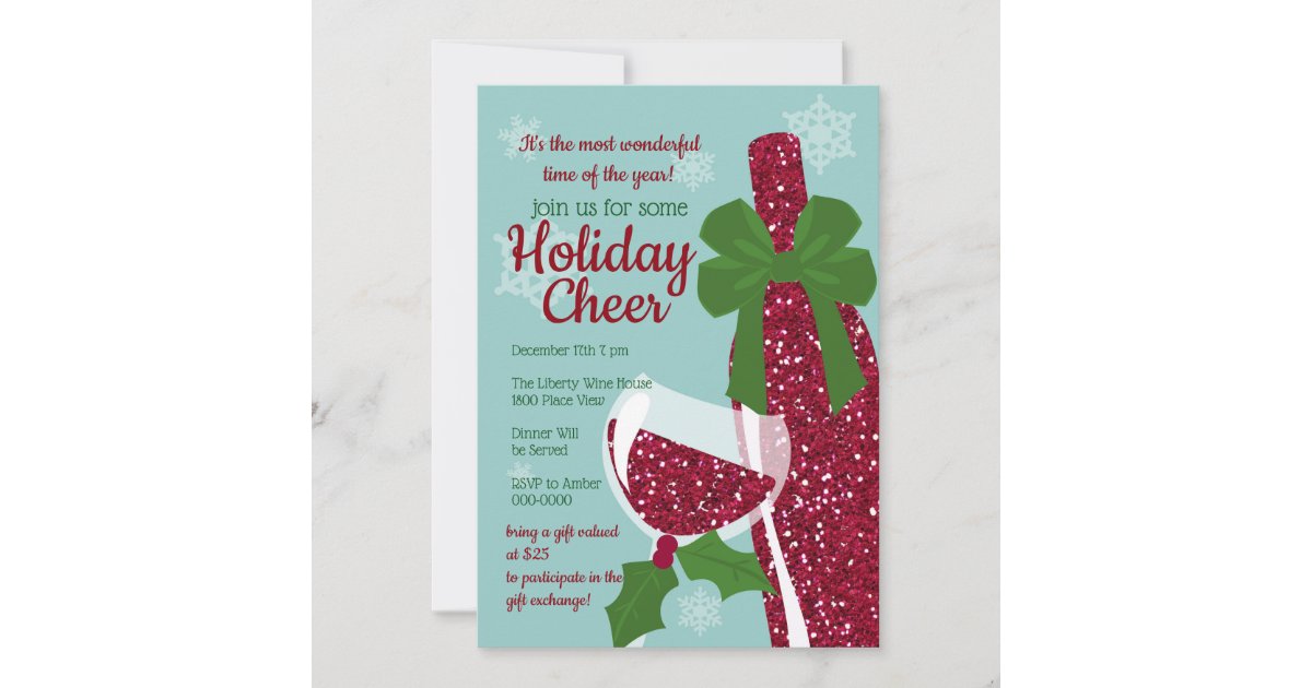 Wine Holiday Cheer Invitation | Zazzle