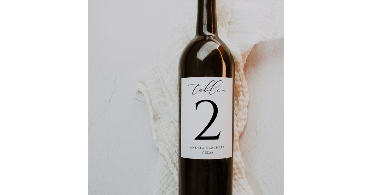 Wine Label Table Numbers Luxury Script Wedding | Zazzle