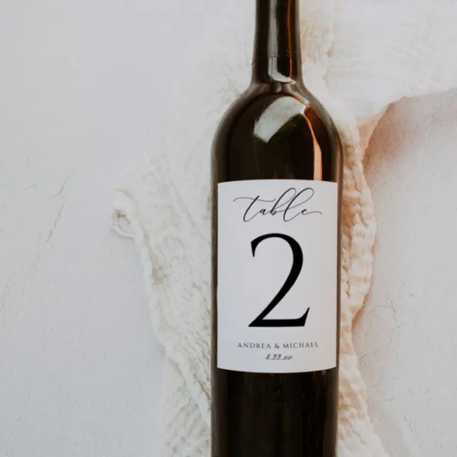 Wine Label Table Numbers Luxury Script Wedding | Zazzle