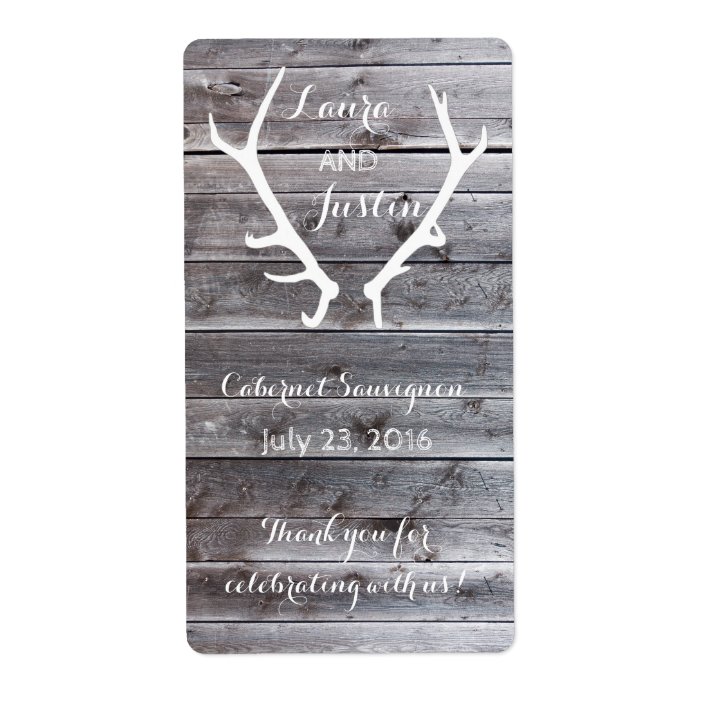 Wine Labels - Rustic Deer Antler Barnwood | Zazzle.com