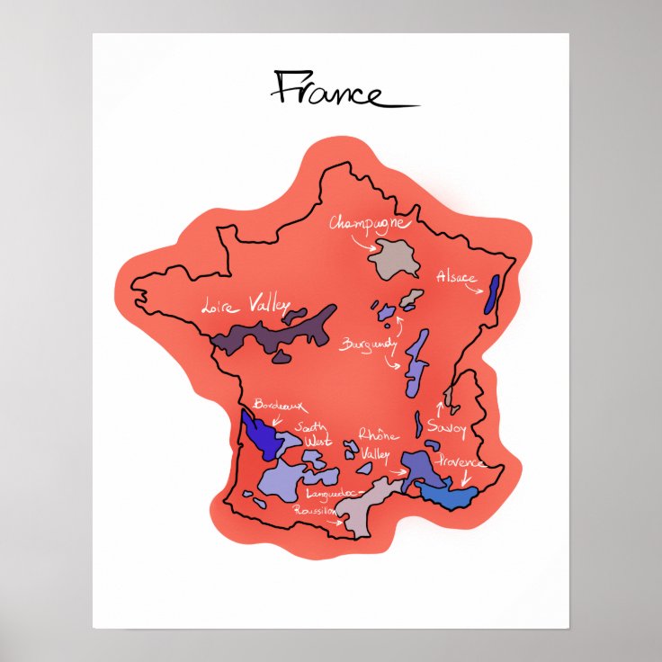 Wine map of France Poster | Zazzle