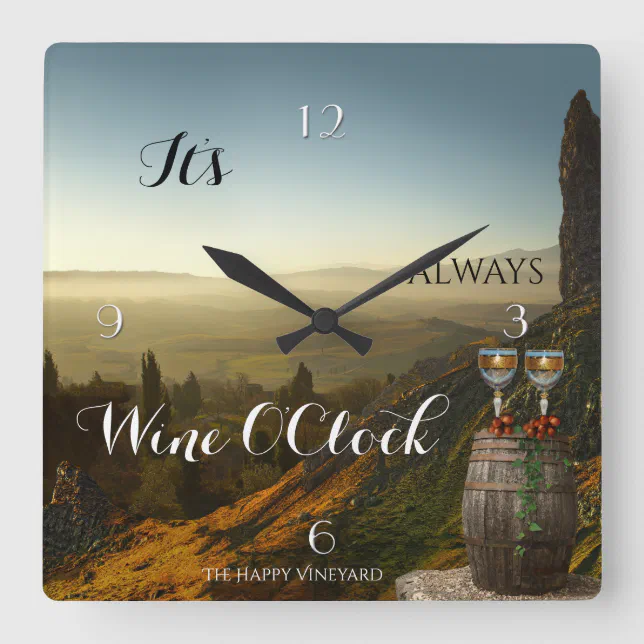 Wine OClock Vineyard Landscape Clock | Zazzle