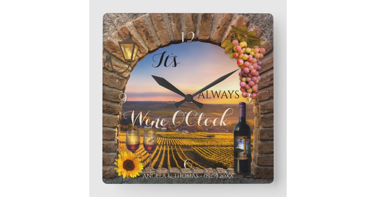 Wine OClock Vineyard Landscape Clock | Zazzle