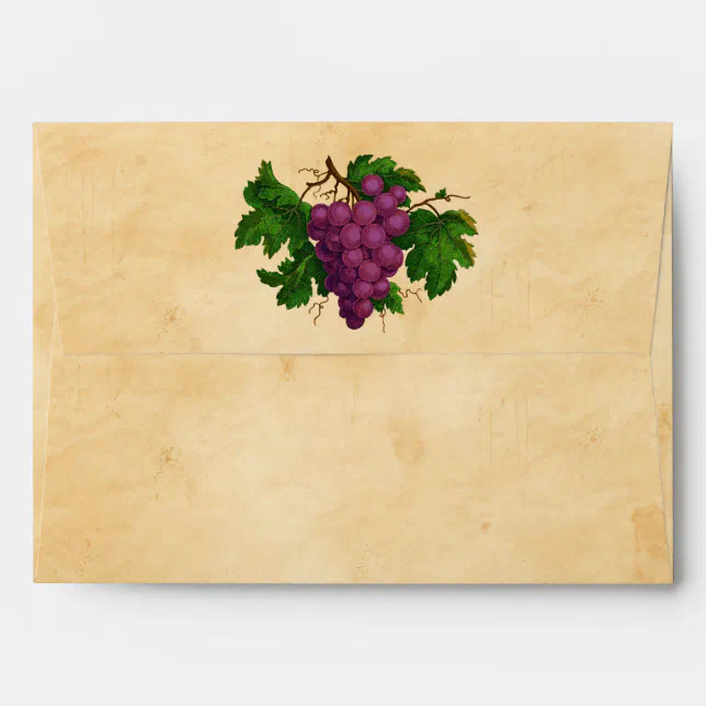 Wine Party Theme Vintage Purple Grapes Parchment Envelope | Zazzle