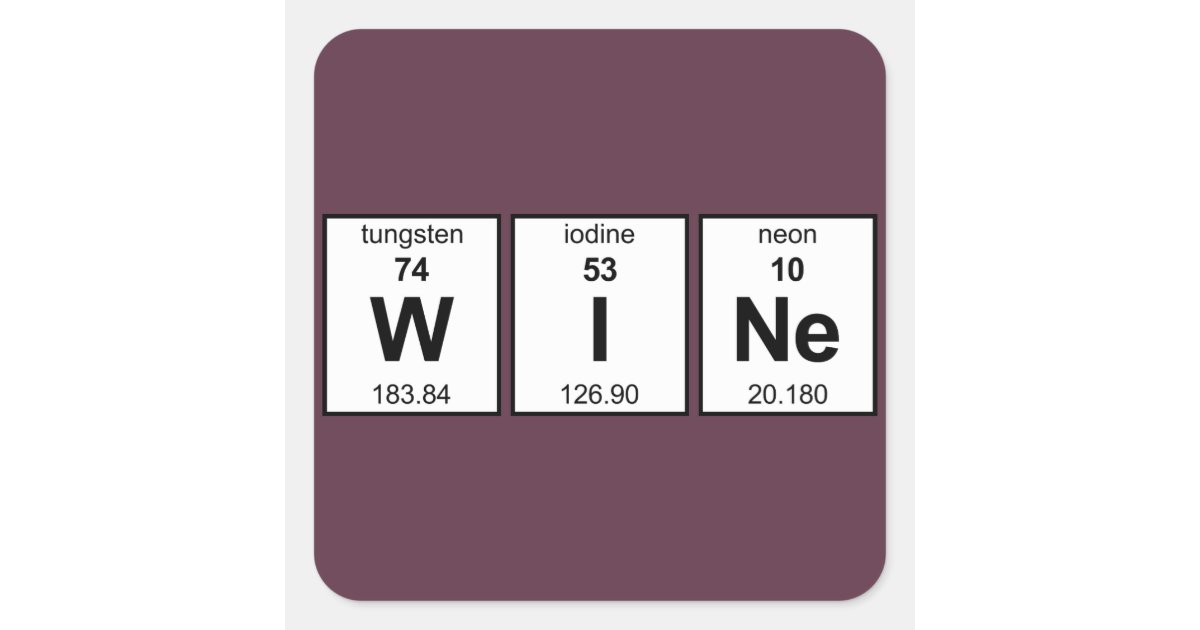 WINe Periodic Table Square Sticker | Zazzle