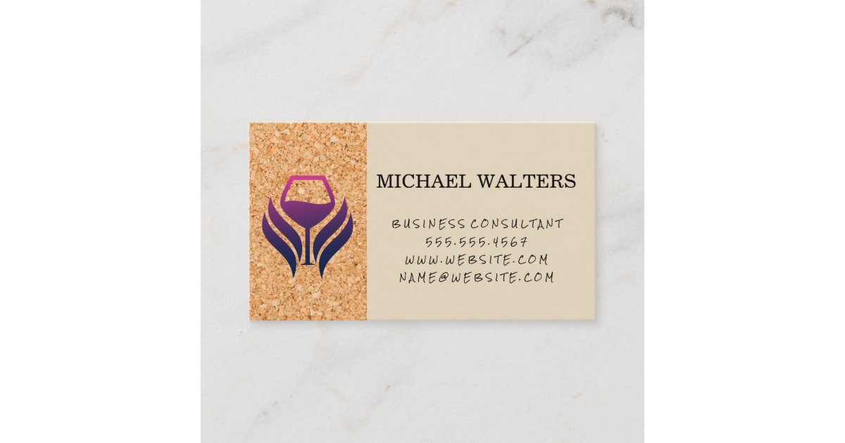 Wine Purple Logo | Cork Print Texture Background Business Card | Zazzle.com